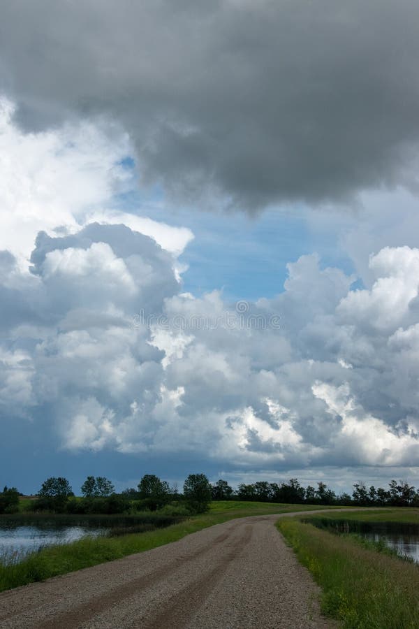 Range Road and Farm Land in Saskatchewan, Canada. Stock Image - Image ...