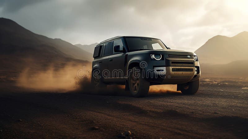 Range Rover Defender on the Move in the Countryside Stock Illustration ...