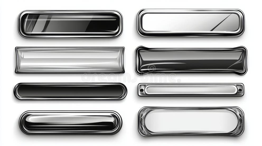 A Range of Silver Metallic Badges and Emblems are Positioned on a White ...