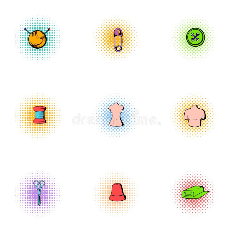 Range of Tools for Dressmakers Icons Set Stock Vector - Illustration of ...