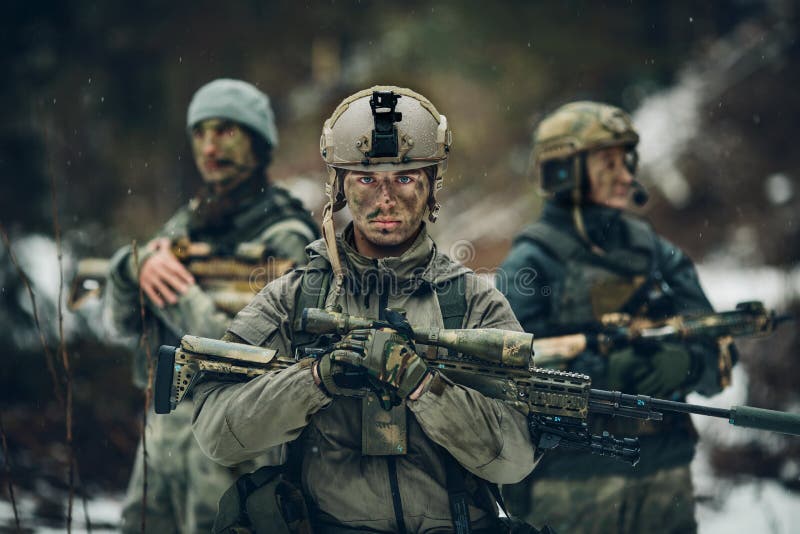 Ranger Stands with Arms and Looks Forward Stock Photo - Image of ...