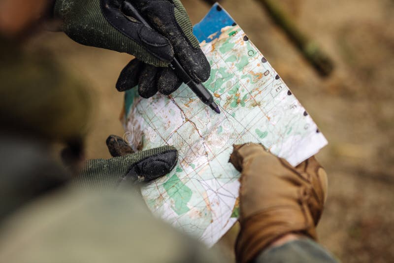 Rangers on the Outdoor of Looking at the Map Stock Image - Image of ...