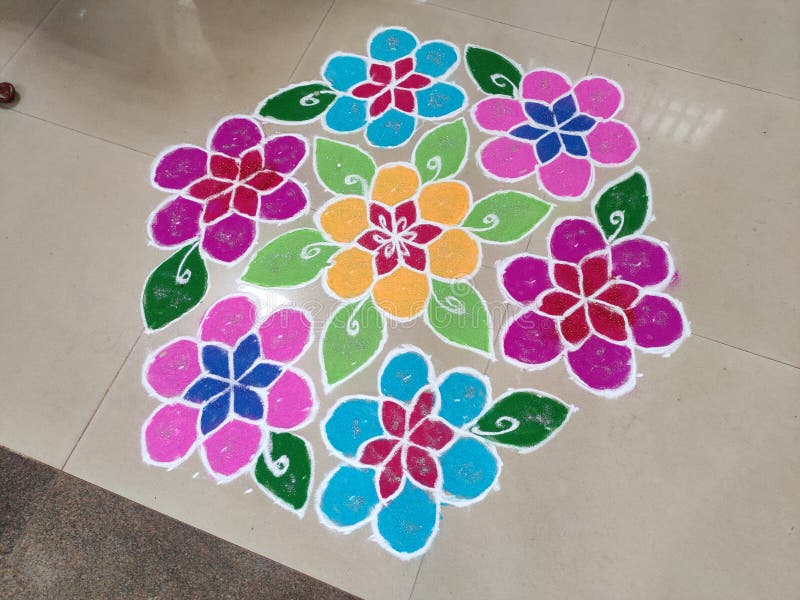 Red Rangoli Design with a Black Background with Copy Space. Deepawali ...