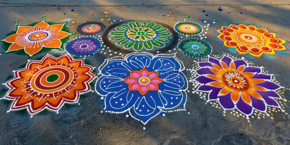 Rangoli Design on Ground stock image. Image of traditional - 375521373