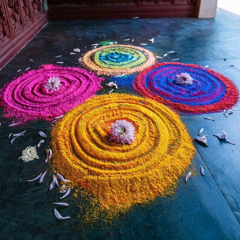 Rangoli Designs Involve Creating Intricate Patterns on the Floor Using ...