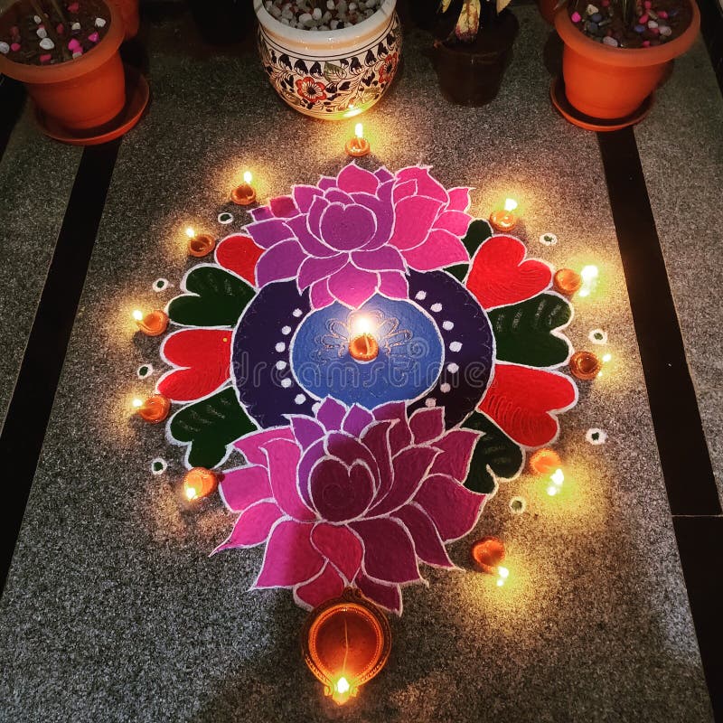 Rangoli during Diwali Festival in India Stock Image - Image of diwali ...