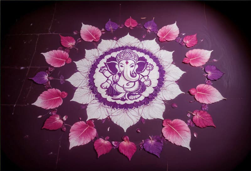 Ganesh Rangoli stock image. Image of arrangement, candle - 3786557