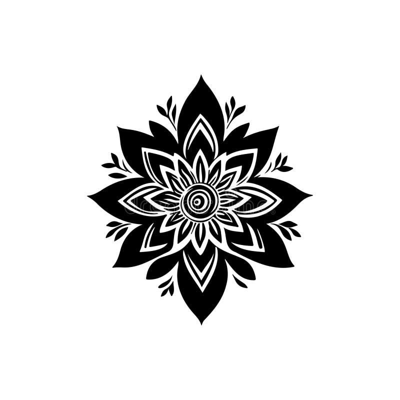 Rangoli Icon Hand Draw Black Colour Diwali Logo Symbol Perfect Stock ...