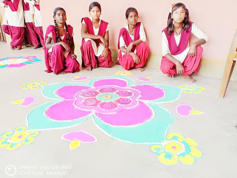 Nice Rangoli Made by Flower Editorial Image - Image of devotees, iskcon ...
