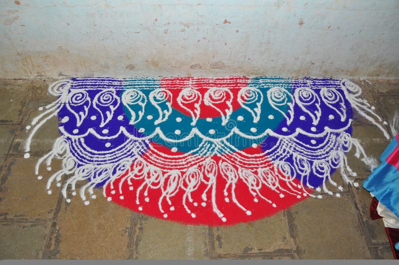 The Rangoli is a Symbol of Happiness in India Stock Image - Image of ...