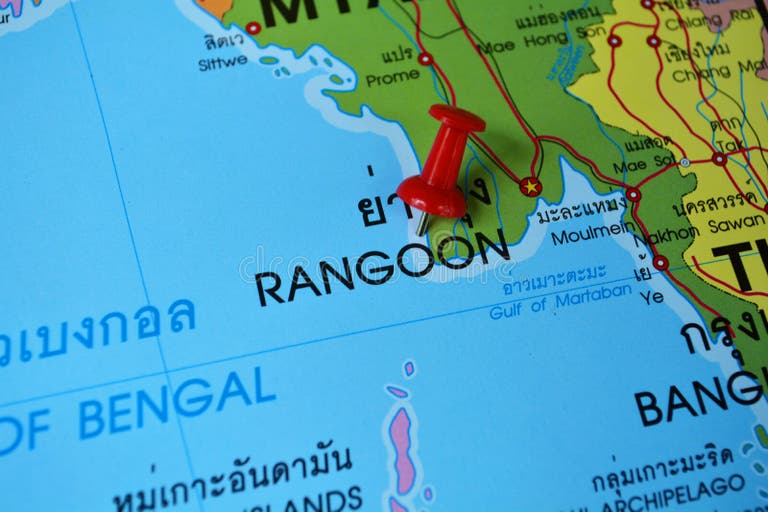 Rangoon map stock photo. Image of yangon, burma, close - 45964712