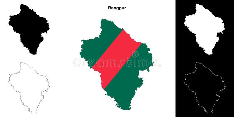 Rangpur outline map stock vector. Illustration of area - 357724815