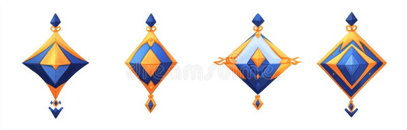 Rank Badges with Diamond-shaped Frames Featuring Navy Centers and Gold ...