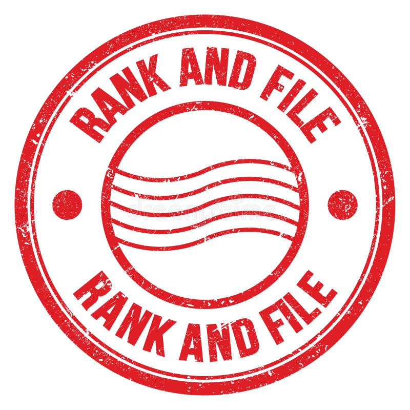 RANK and FILE Text Written on Red Round Postal Stamp Sign Stock ...