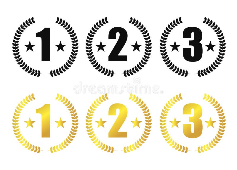 Rank First, Second and Thrid in the Race. Black and Gold Color ...