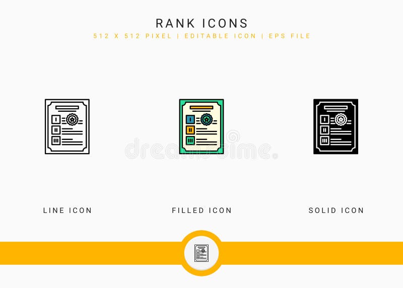 Rank Icons Set Vector Illustration with Solid Icon Line Style. Winner ...