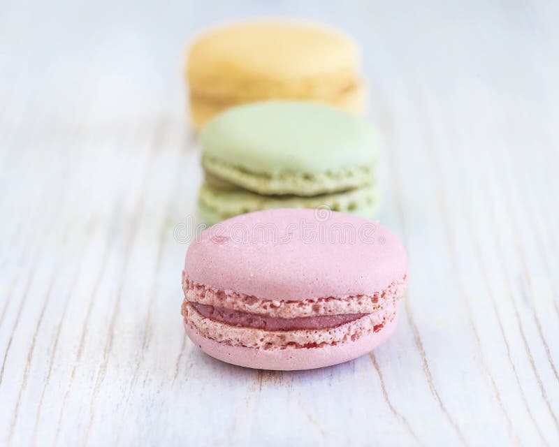 Rank of Multi Colored French Macaroons Stock Photo - Image of pink ...
