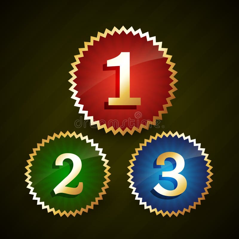Rank number one two three stock vector. Illustration of gold - 52491512