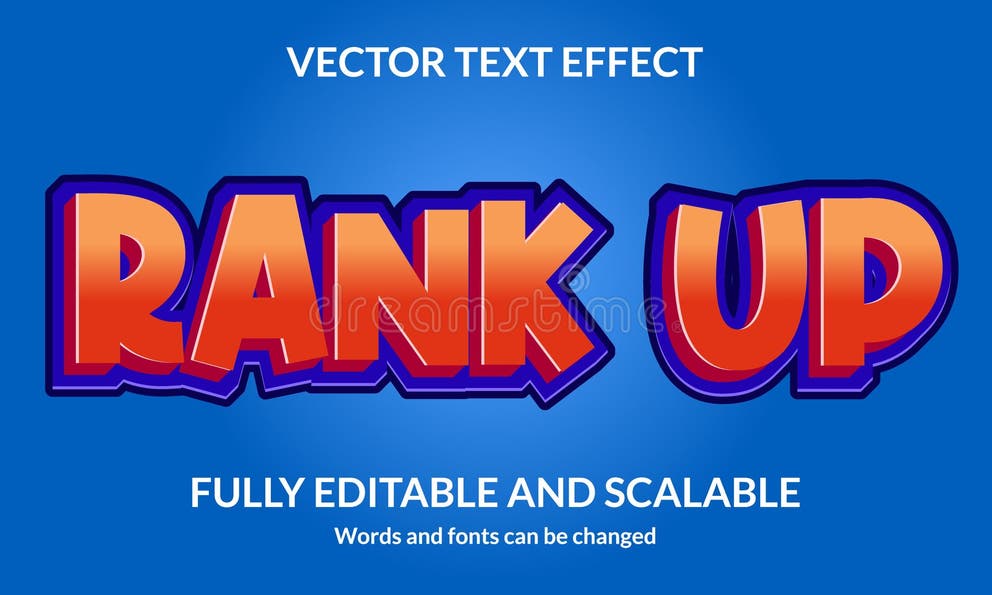 Rank Up Editable 3D Text Style Effect Stock Vector - Illustration of ...