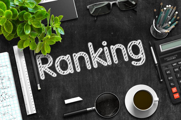 Ranking Concept on Black Chalkboard. 3D Rendering. Stock Image - Image ...