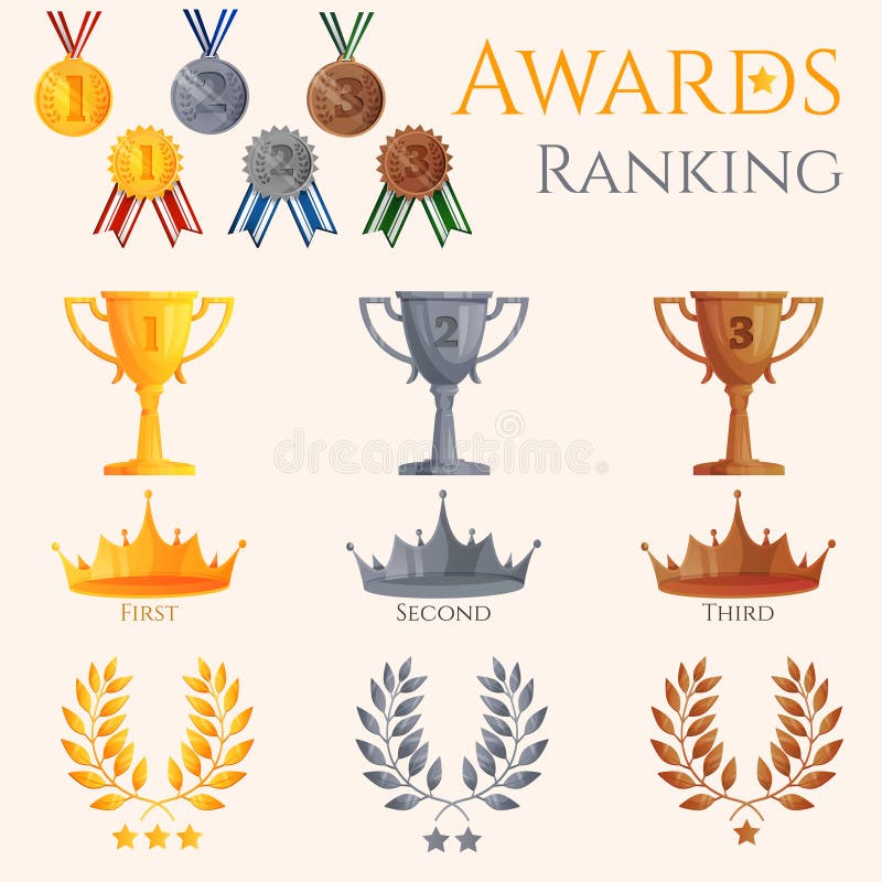 Ranking icons set stock vector. Illustration of shield - 47980211
