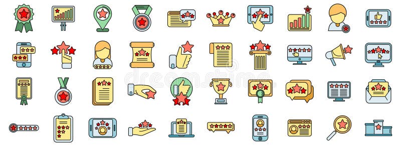 Ranking Icons Set Vector Color Line Stock Vector - Illustration of ...