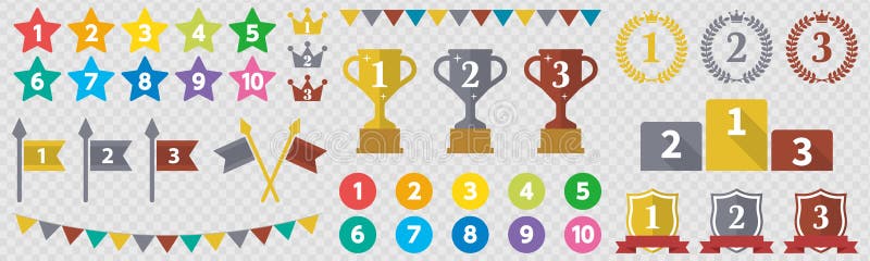 Ranking Icons for Winning Trophies and Crowns Element Template for ...