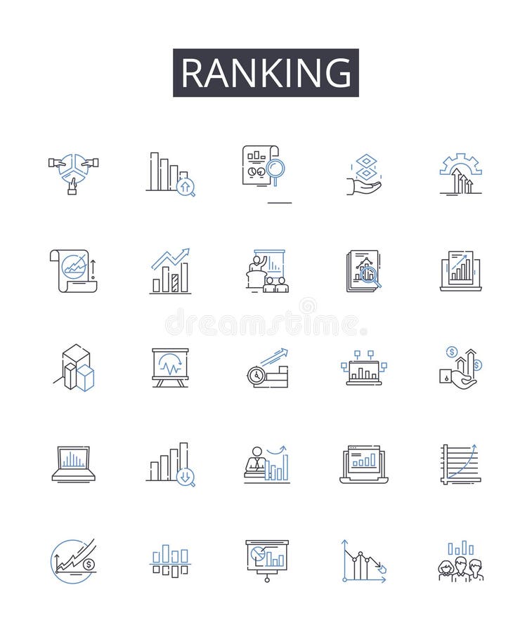 Ranking Line Icons Collection. Evaluation, Grading, Scoring, Rating ...