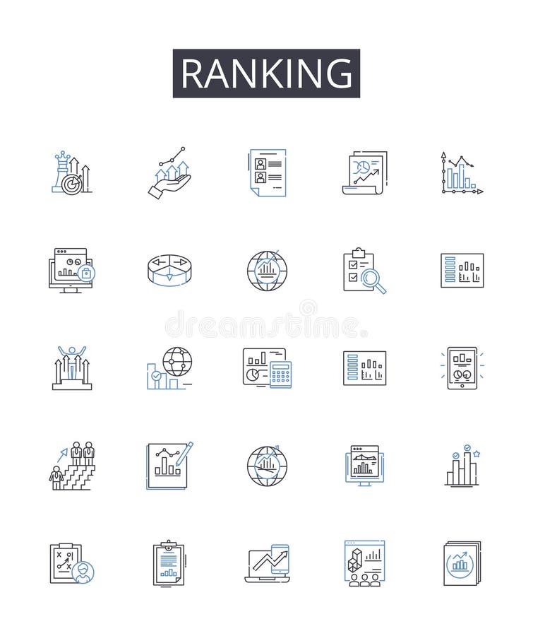 Ranking Line Icons Collection. Evaluation, Grading, Scoring, Rating ...