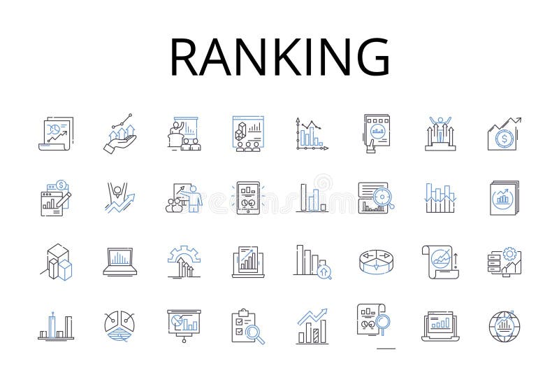Ranking Line Icons Collection Evaluation Grading Scoring Rating Classifying Ordering