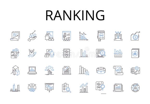 Ranking Line Icons Collection. Evaluation, Grading, Scoring, Rating ...