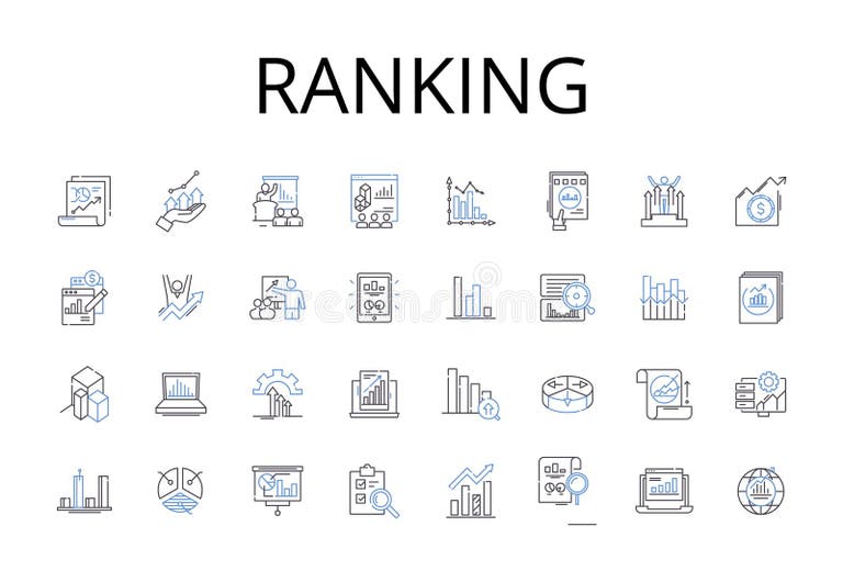 Ranking Line Icons Collection. Evaluation, Grading, Scoring, Rating ...