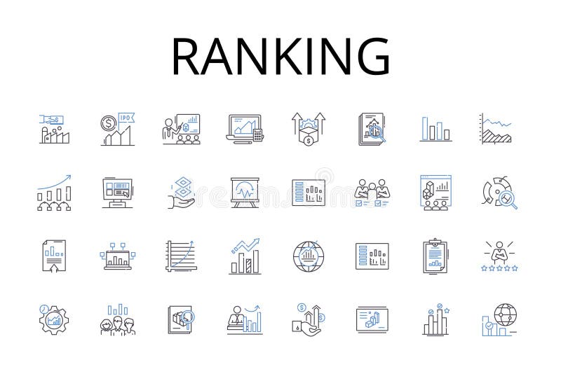 Ranking Line Icons Collection. Evaluation, Grading, Scoring, Rating ...
