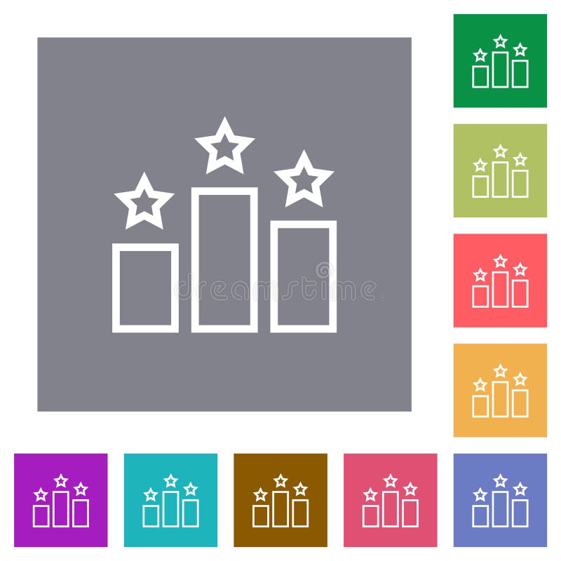 Ranking Outline Square Flat Icons Stock Vector - Illustration of filled ...