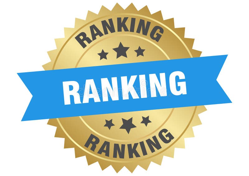 Ranking. Ranking Round Blue and Gold Label Isolated on Transparent ...