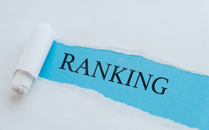 Ranking Text on Blue Envelope and Torn Paper. Concept Image. Stock ...
