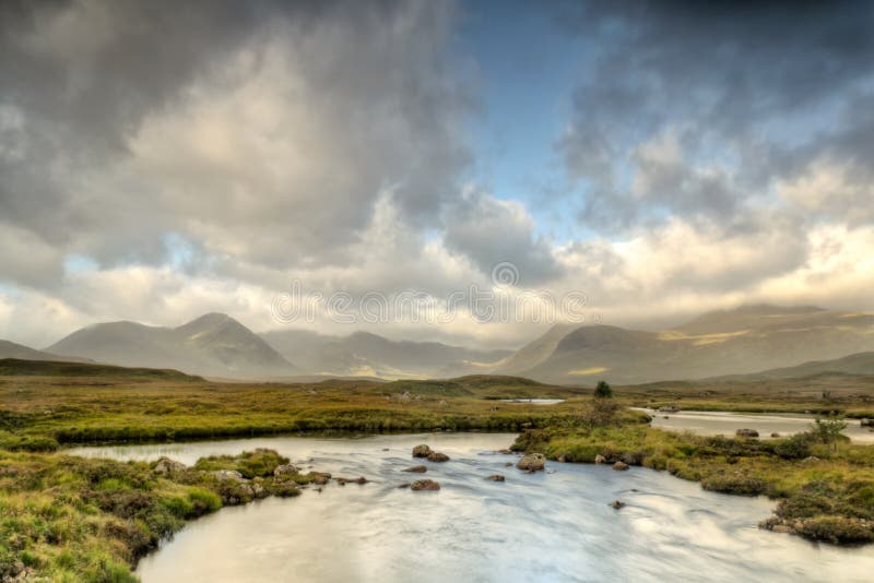 Rannoch Moor Sunshine stock photo. Image of boulder, mountains - 27596674