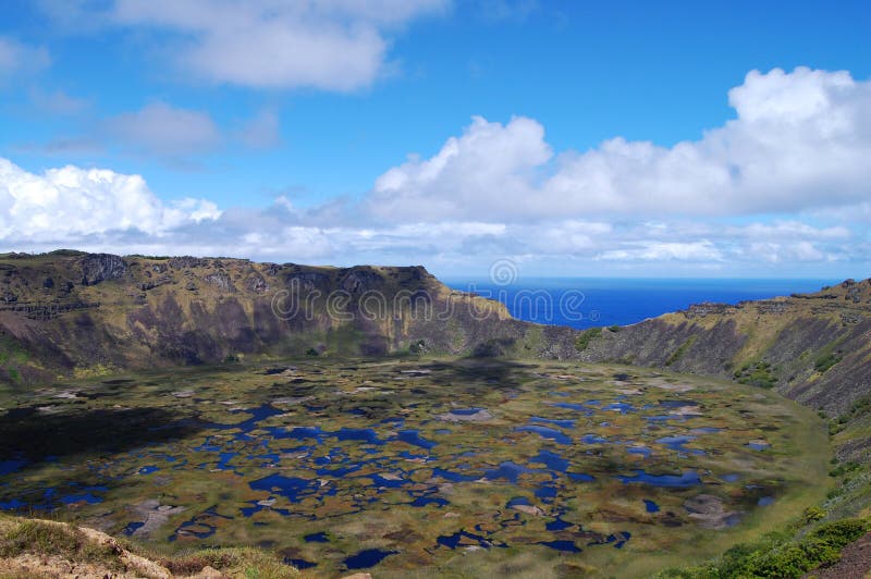 Rano Kau Easter Island, Chile Stock Photo - Image of civilization ...