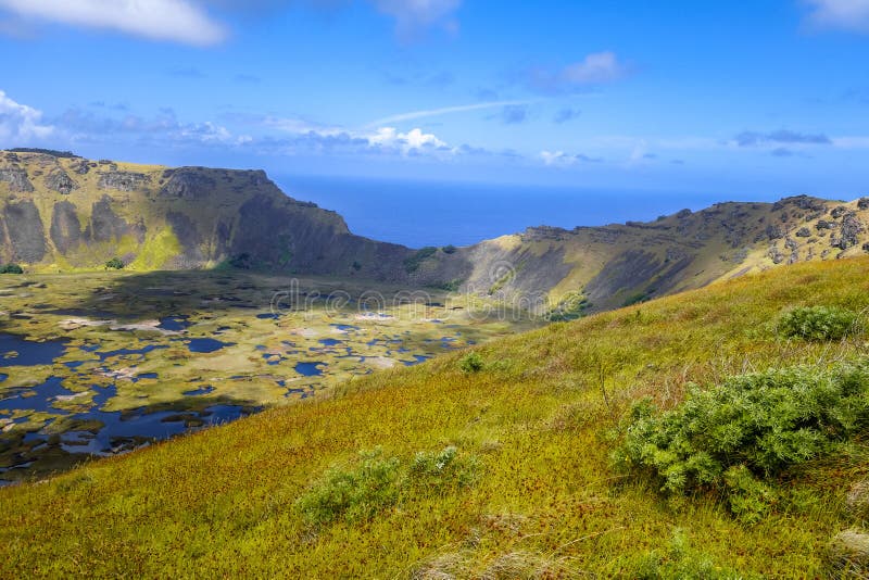 Rano Kau Volcano Crater in Easter Island Stock Image - Image of america ...
