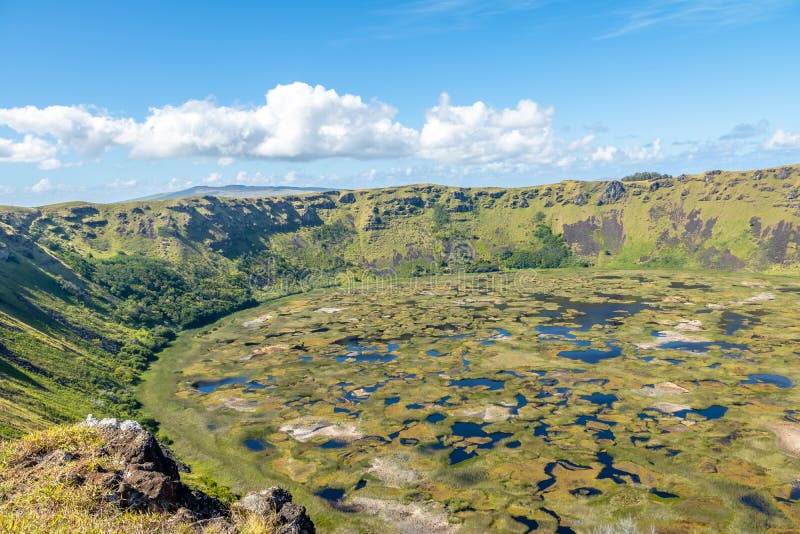 Rano Kau Volcano Crater - Easter Island, Chile Stock Photo - Image of ...