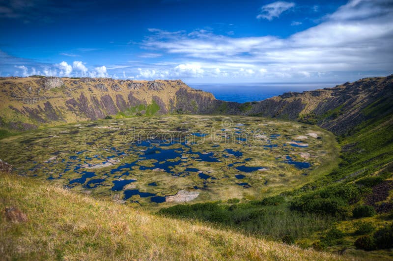 Rano Kau volcano stock image. Image of view, lookout - 64467187