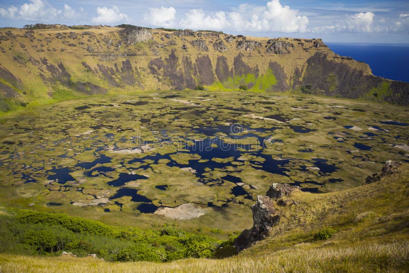 Rano Kau volcano stock image. Image of chile, crater - 64627441