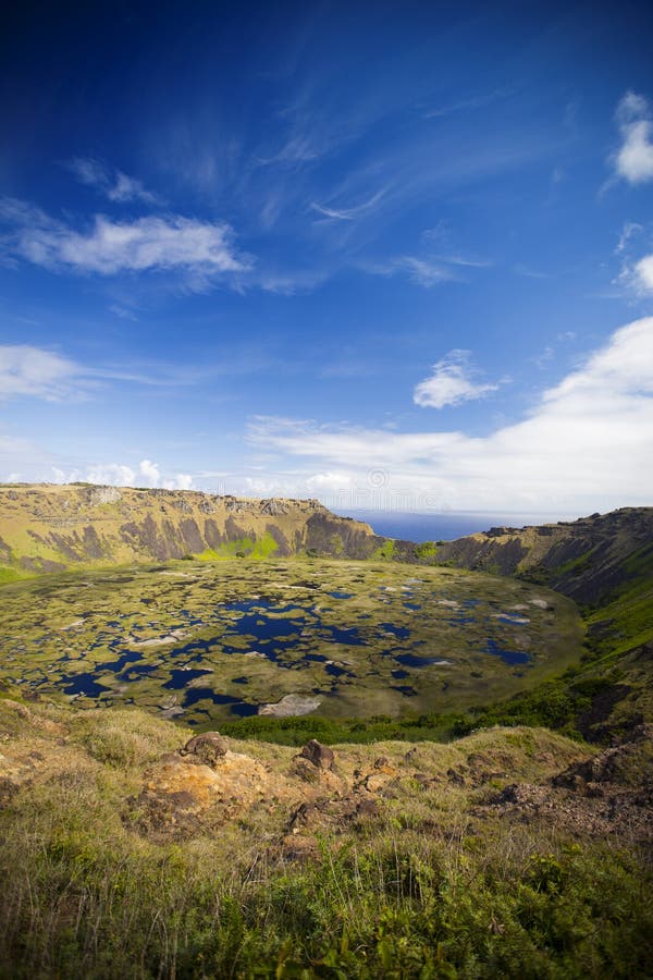 Rano Kau volcano stock image. Image of chile, crater - 64627441