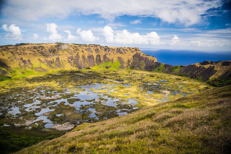 Rano Kau volcano stock image. Image of sacred, lake, nature - 66008971