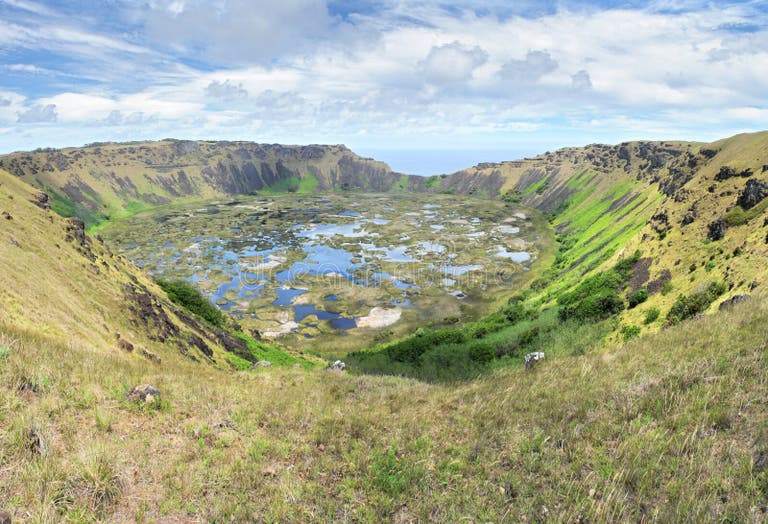 Rano Kau Volcano of Easter Island, Chile Stock Image - Image of ...