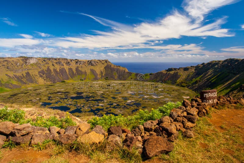 Easter Island - Rano Kau Volcano Stock Photo - Image of mountain, rapa ...
