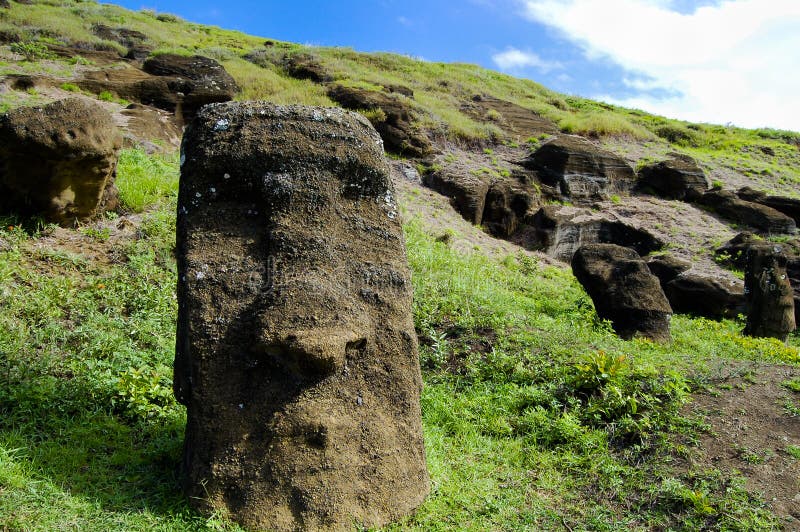 Rano Raraku Mountain - Easter Island Stock Image - Image of horse, park ...