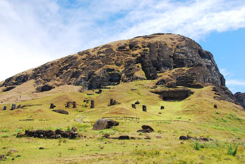 Rano Raraku moai stock image. Image of easter, park, rapanui - 8343093