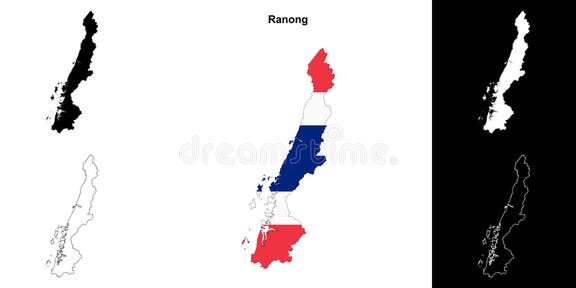 Ranong outline map stock vector. Illustration of border - 323683132