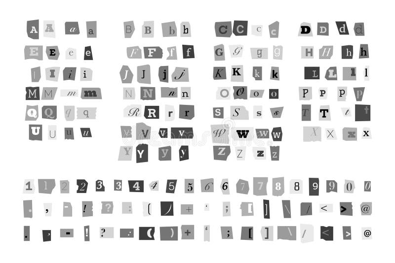 Ransom Black Font. Black Anonymous Cutout Notes, Uppercase and ...